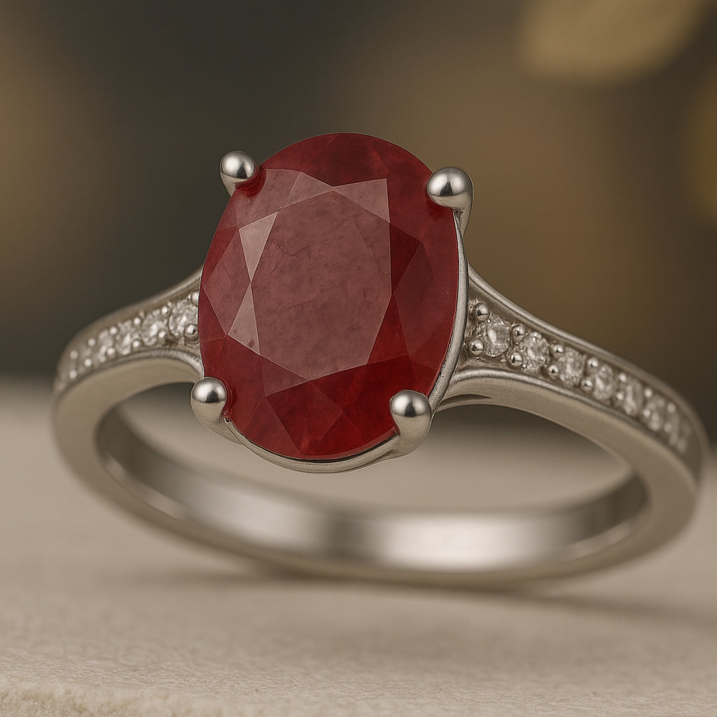 Natural Ruby 10 carat Grade 1 in Silver Ring – Astrogems Limited