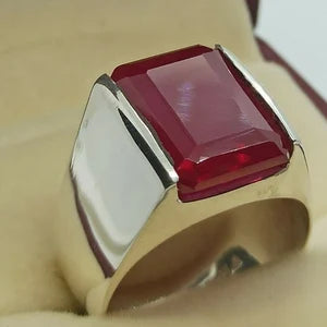 Natural Ruby male Ring – 12 Carats | 925 Sterling Silver – Astrogems Limited